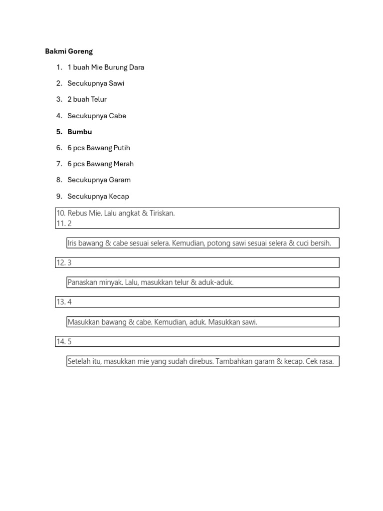 Bakmi Goreng | PDF