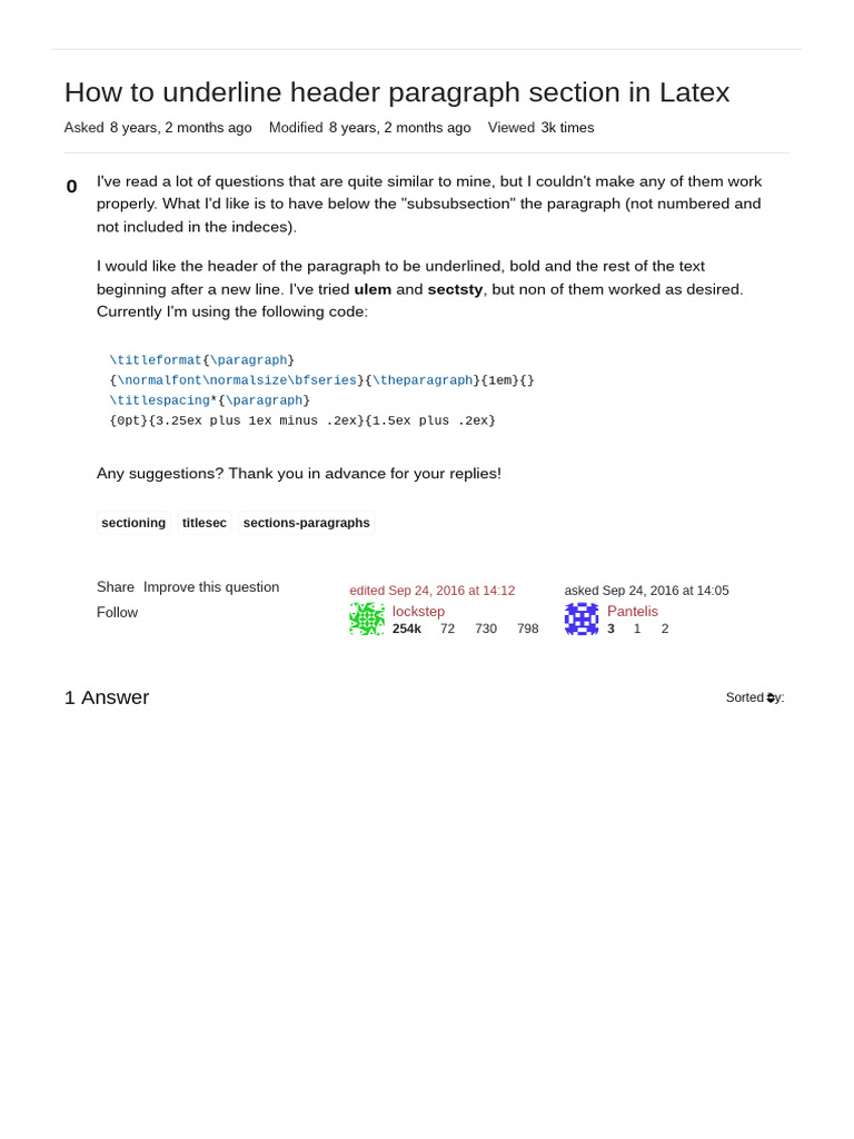 sectioning - How to underline header paragraph section in Latex - TeX - LaTeX Stack Exchange ...
