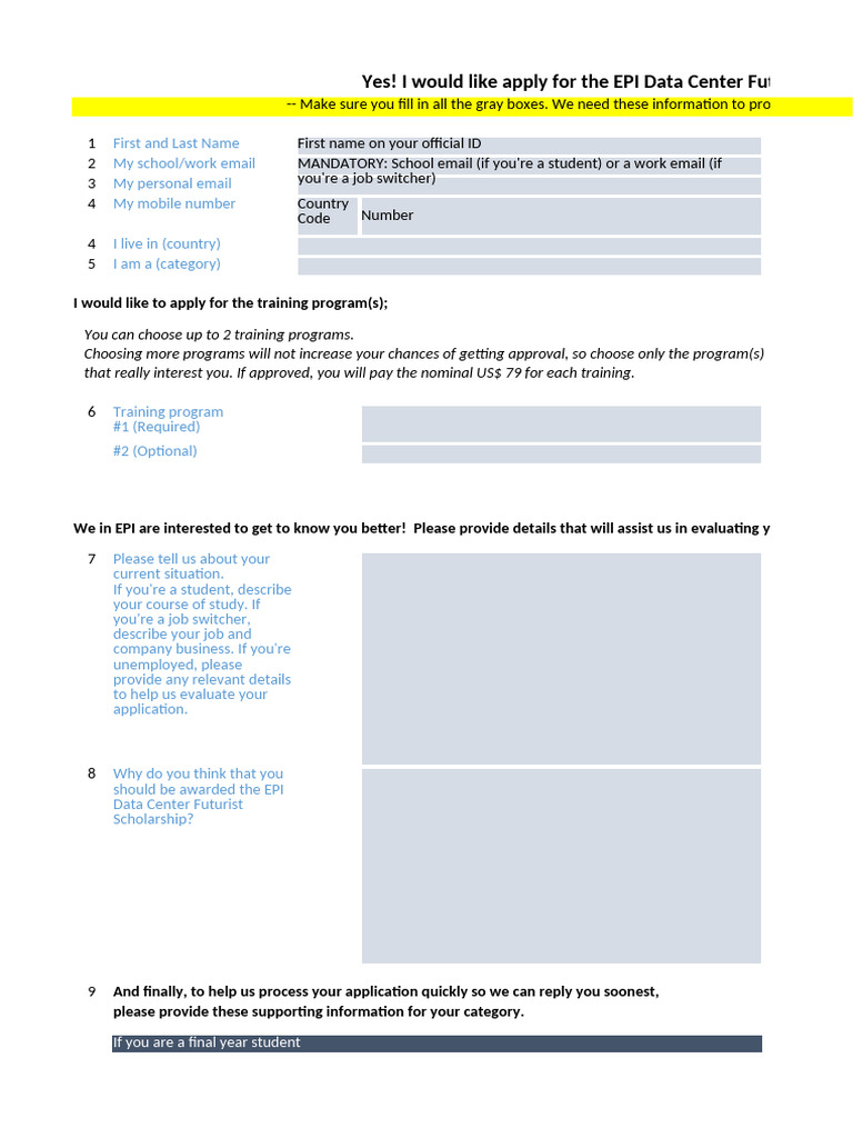 EPI DCFS Application Form Individual v0.5 | PDF