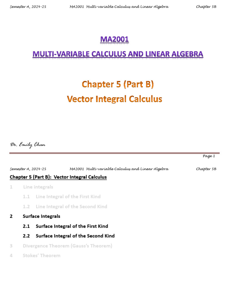 MA2001 2425A Ch5 PartB Slides | PDF | Flux | Integral