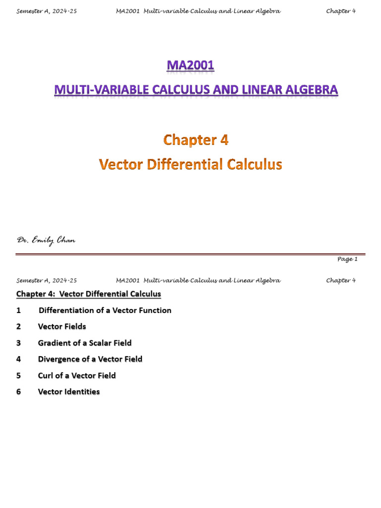 MA2001_2425A_Ch4_slides | PDF | Divergence | Derivative