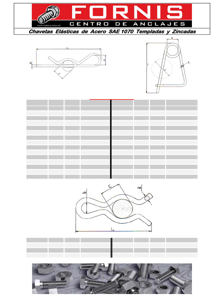 Planos y Medidas Chavetas Elasticas Fornis 2012 | PDF