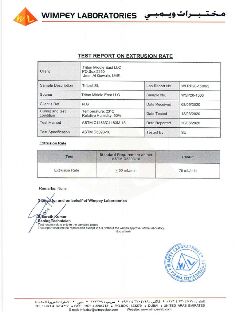 Trito Seal Test Certificate-3 | PDF