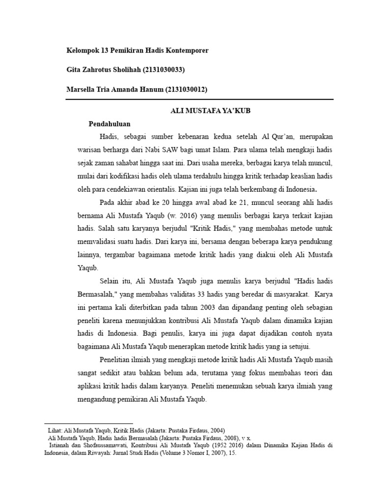 Pemikiran Hadis Kontemporer - Kel 13 | PDF