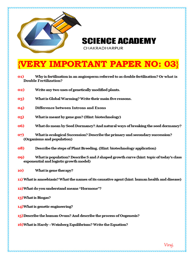 Very Important Paper No 03 | PDF