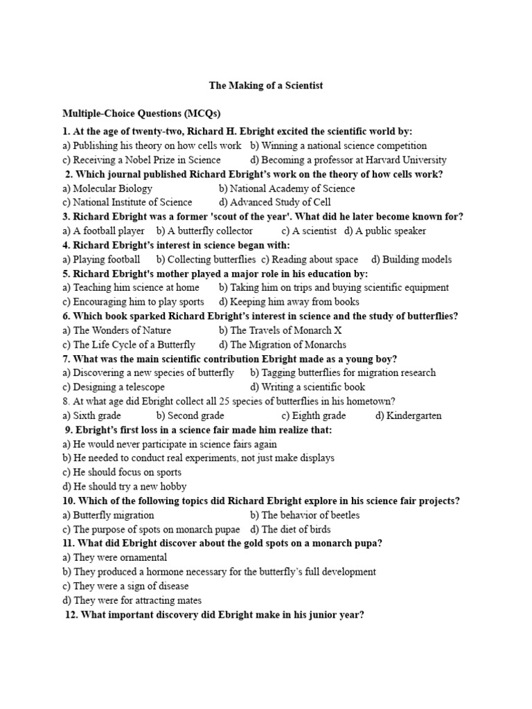 Richard Ebright: Scientist's Journey MCQs | PDF | Science | Butterfly