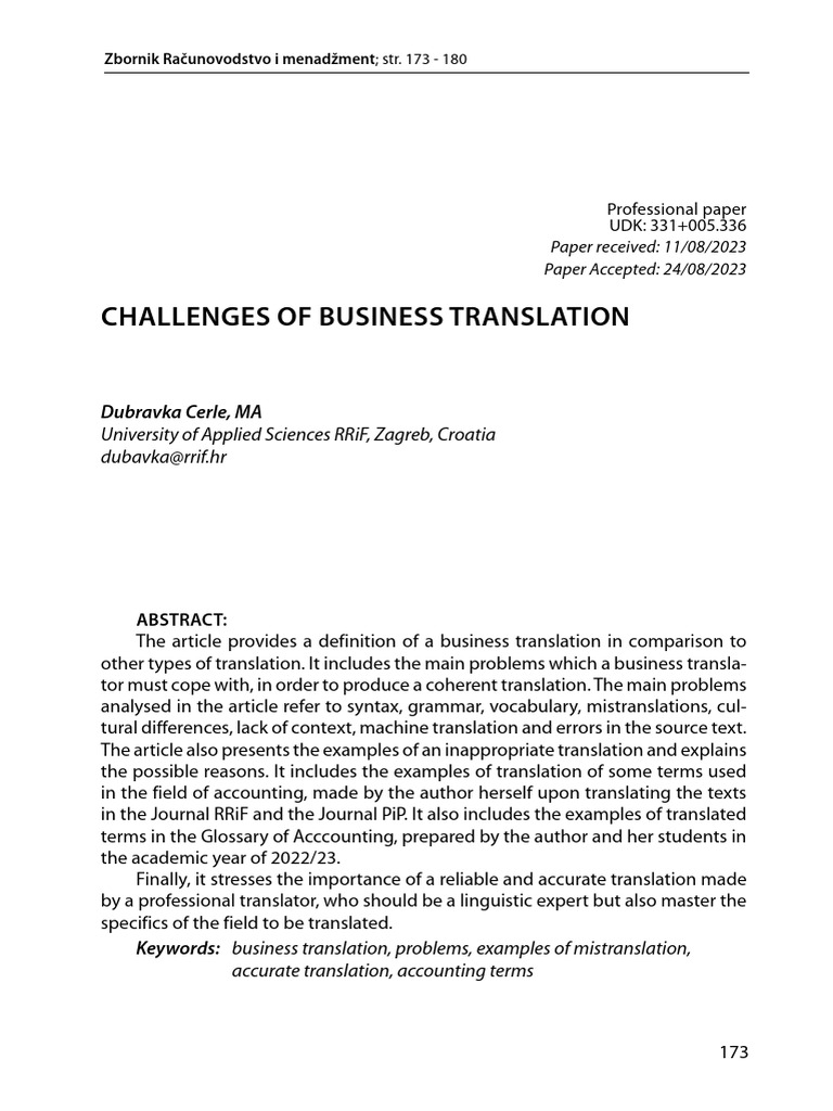Challenges of Business Translation | PDF | Translations | English Language