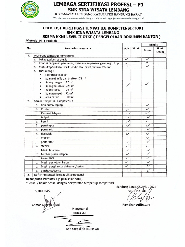 2.b.form Cheklist Verifikasi TUK | PDF