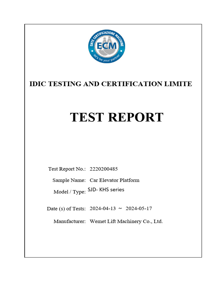 CE_test_report-Car_Elevator[1] | PDF | Electrical Connector ...