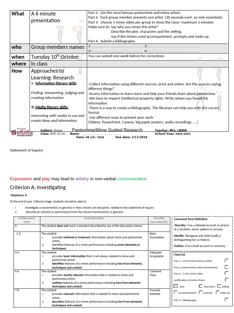 Guided research Pantomime | PDF | Cognition | Human Communication