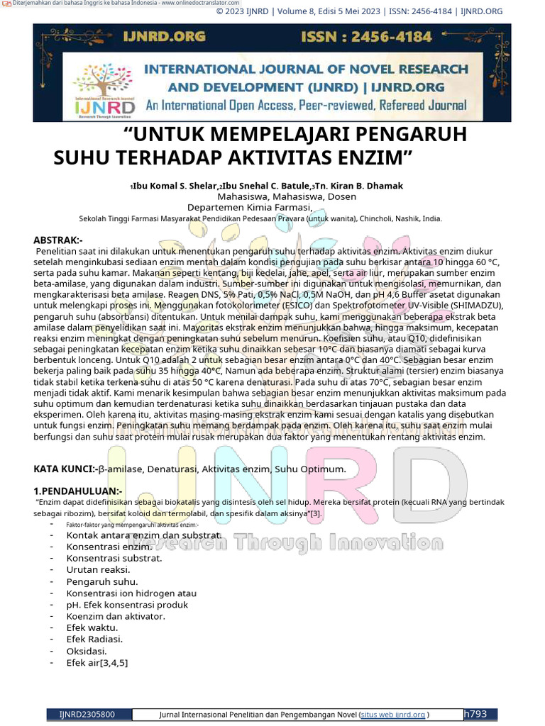 enzim suhu.en.id | PDF