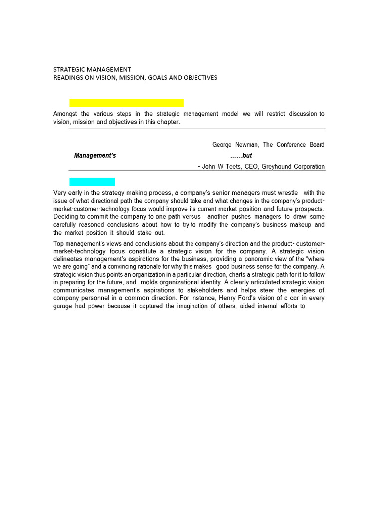 Vision, Mission, and Strategic Objectives | PDF | Strategic Planning ...