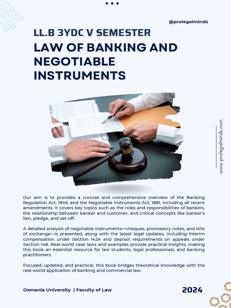 LLB 3YDC - V Semester - Law of Banking | PDF | Mortgage Law | Cheque