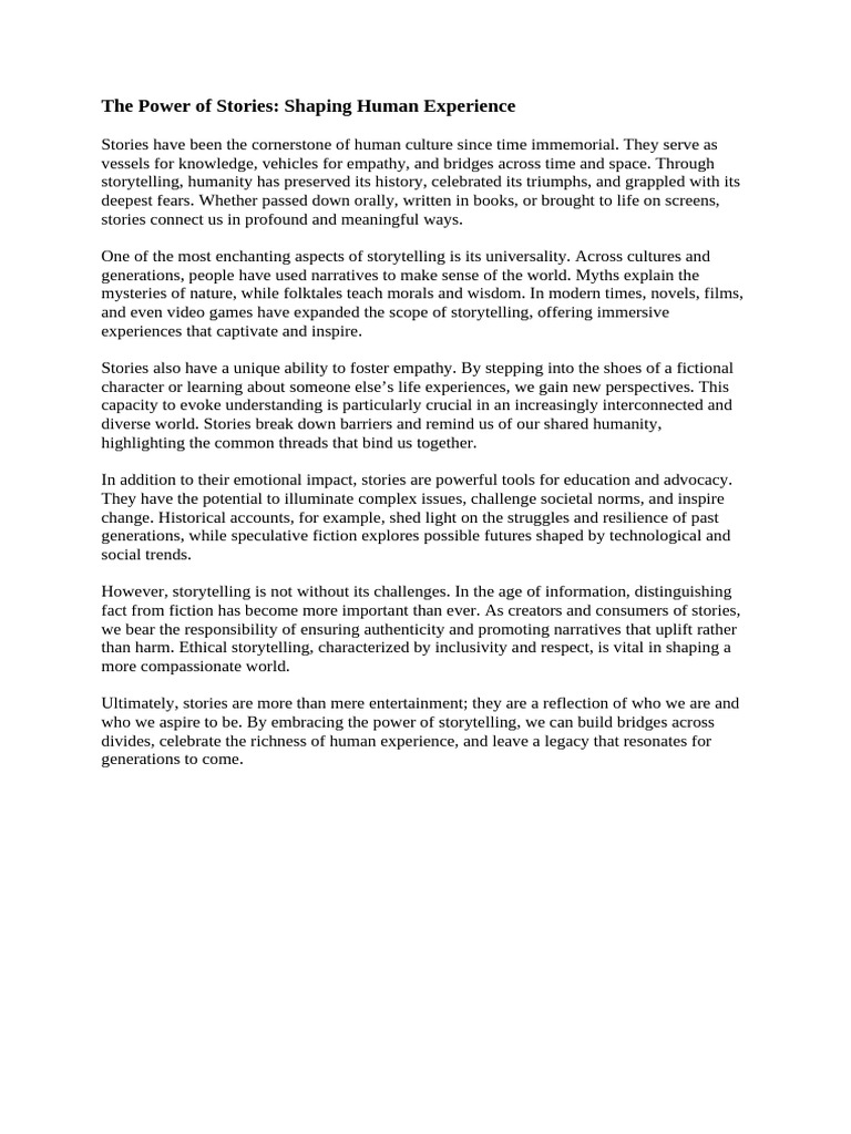 The Power of Stories | PDF