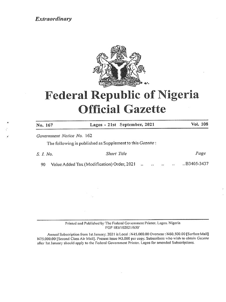 VAT Modification Order 2021 | PDF