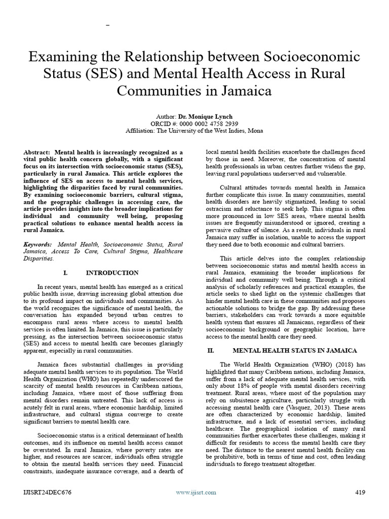 Examining the Relationship between Socioeconomic Status (SES) and ... Examining the Relationship between Socioeconomic Status (SES) and ...