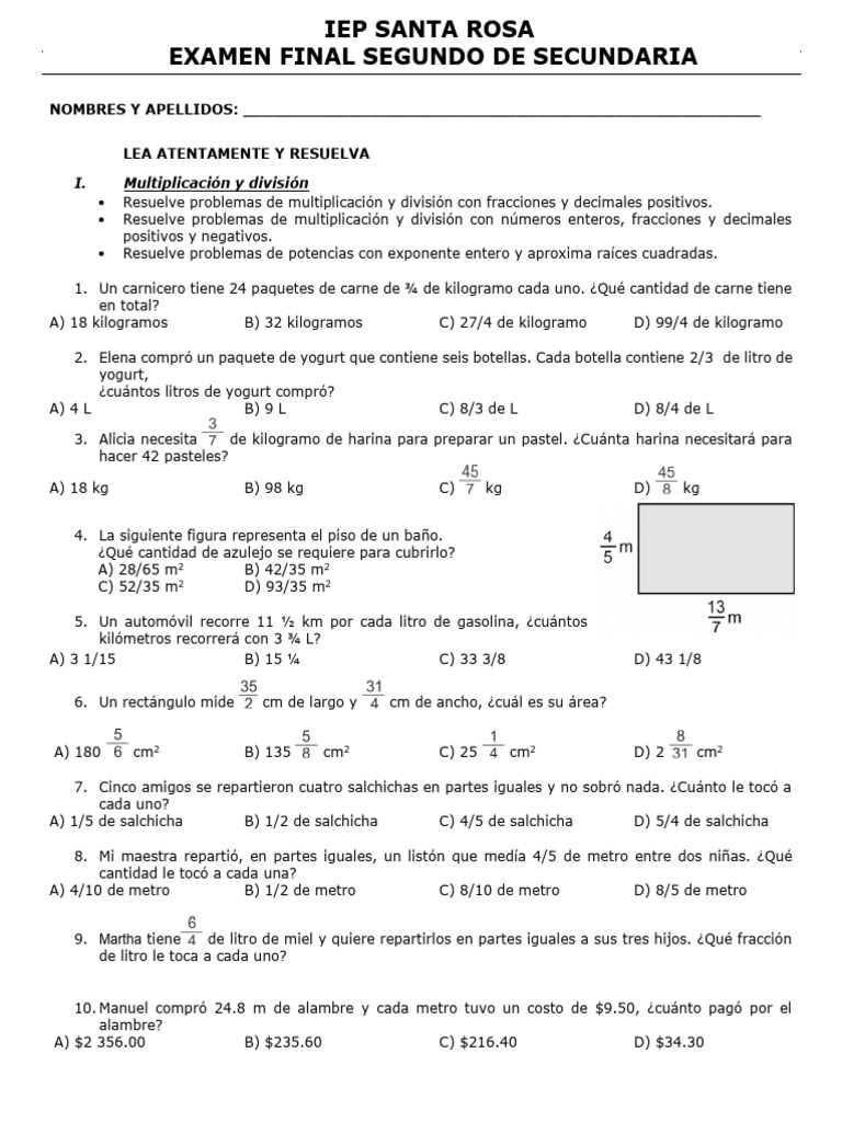 Problemas de Matemáticas con Fracciones y Proporcionalidad | PDF | Ángulo | Ecuaciones