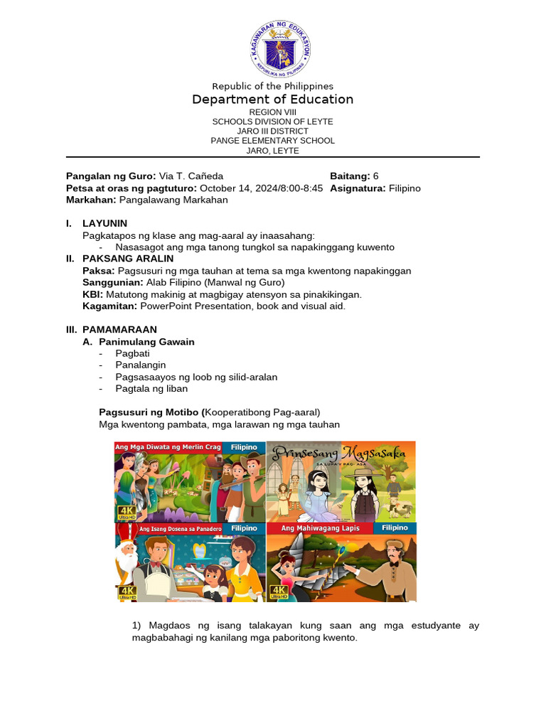 Lesson Plan in Filipino | PDF