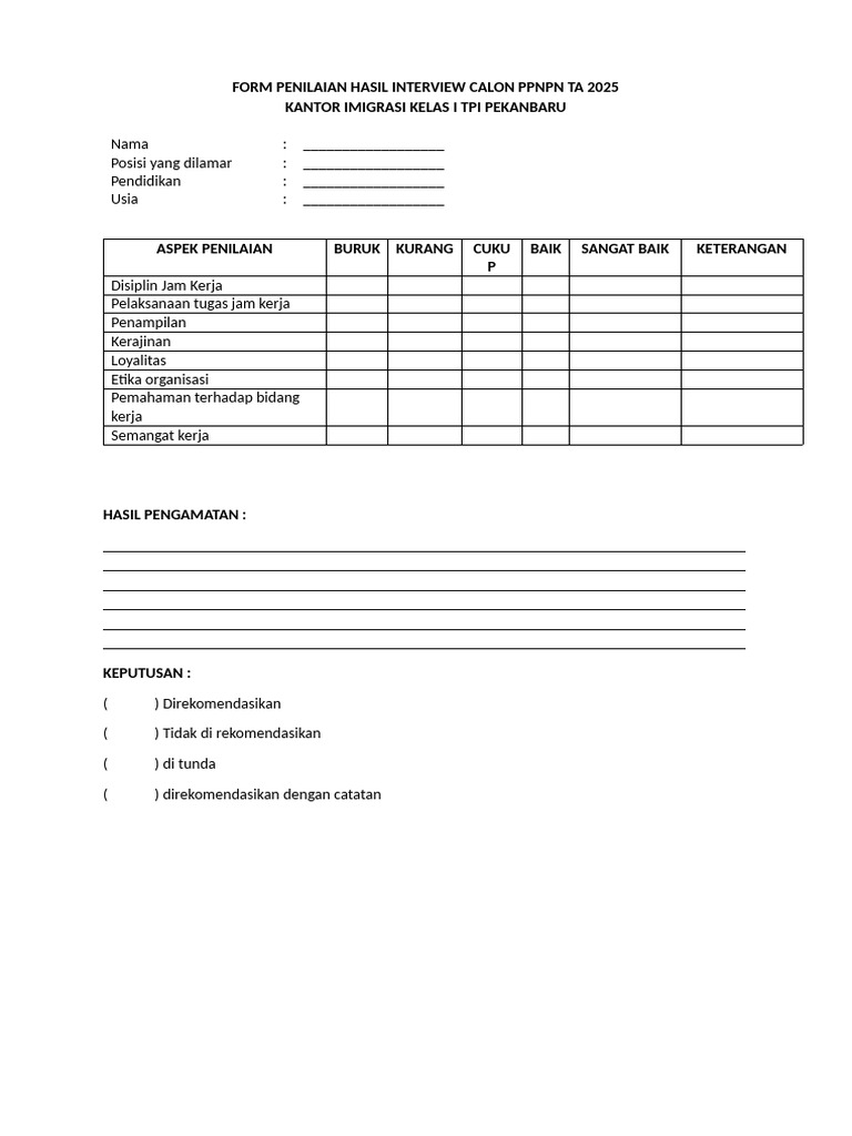 Form Penilaian | PDF