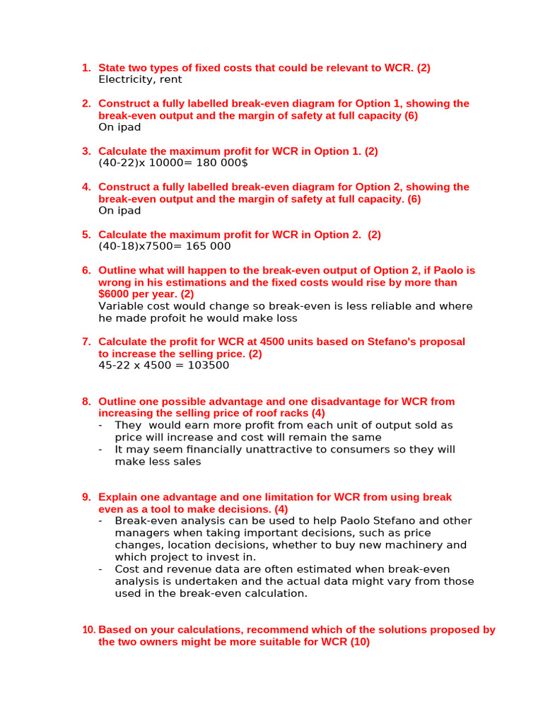 Contribution Exam Style Questions | PDF | Business Economics | Economics
