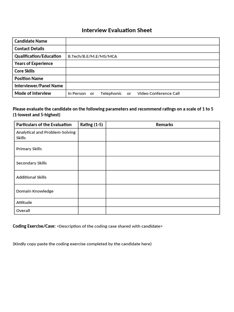 Interview Feedback Form | PDF