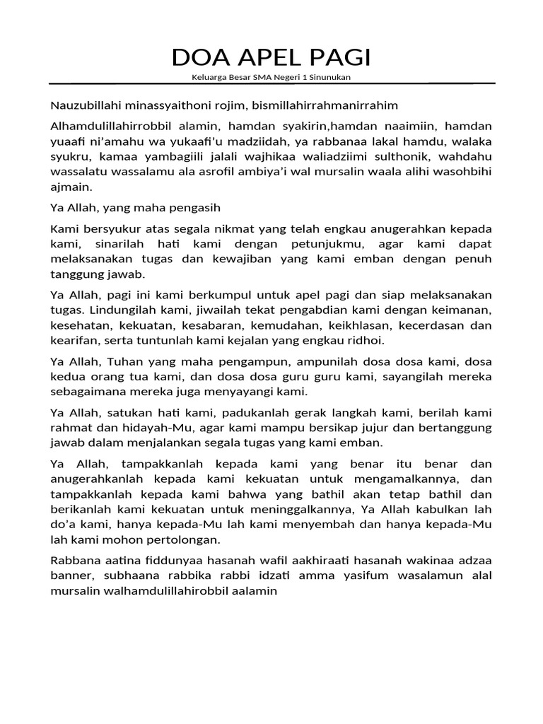 Doa Apel Pagi | PDF