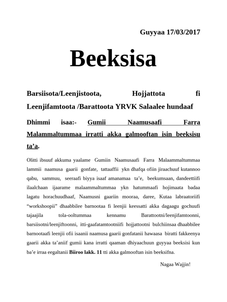 Beeksisa: Guyyaa 17/03/2017 | PDF