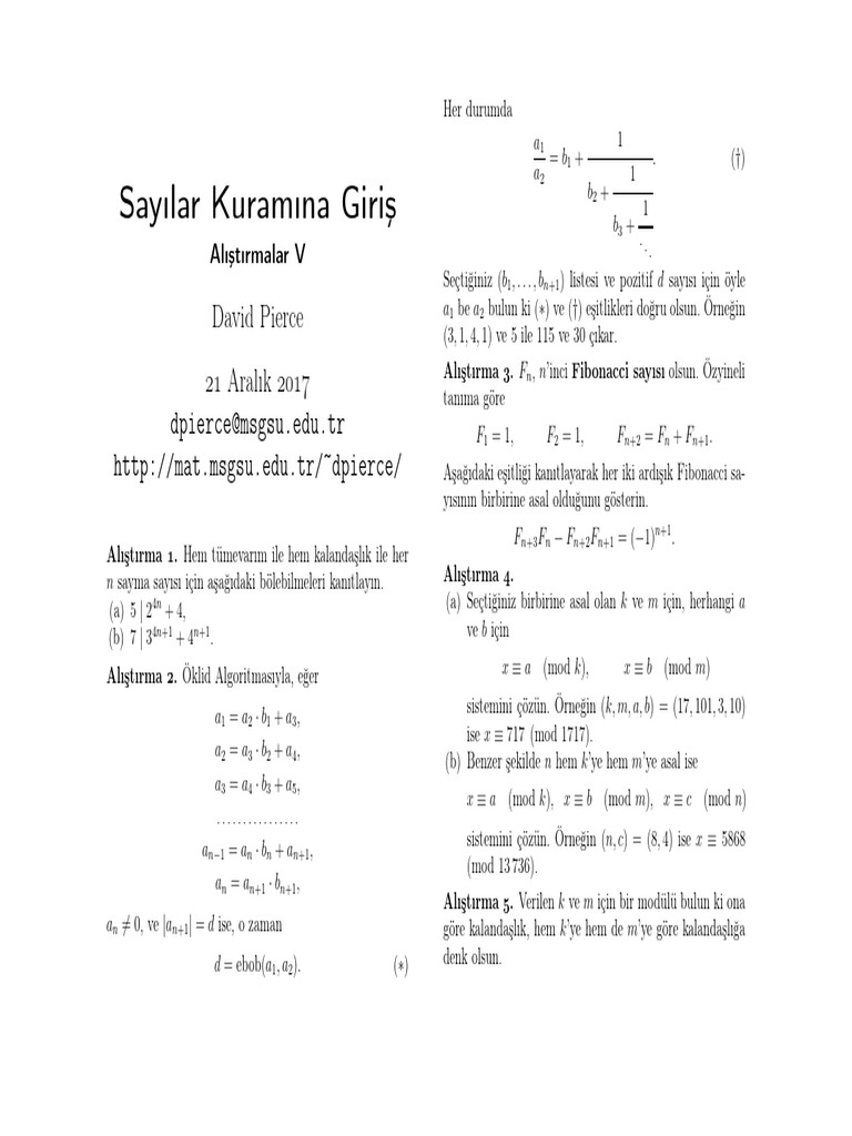 Alistirma 5 Sayilar Kuramina Giris 2017 | PDF