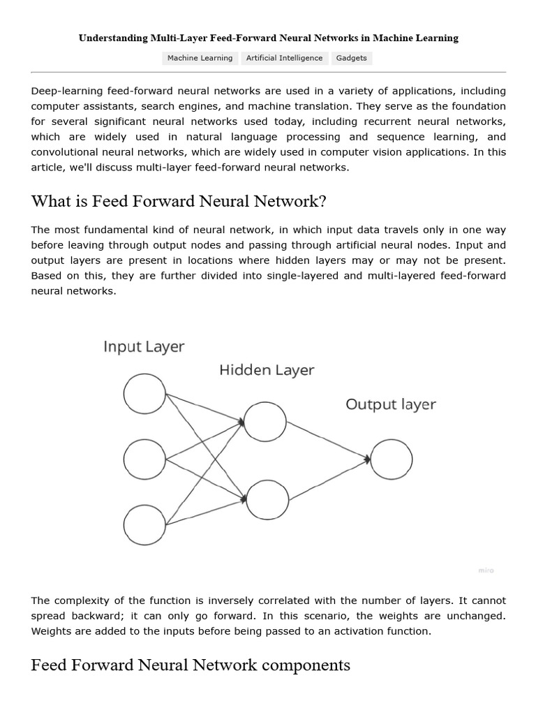 Understanding Multi-Layer Feed-Forward Neural Networks in Machine Learning | PDF | Artificial ...