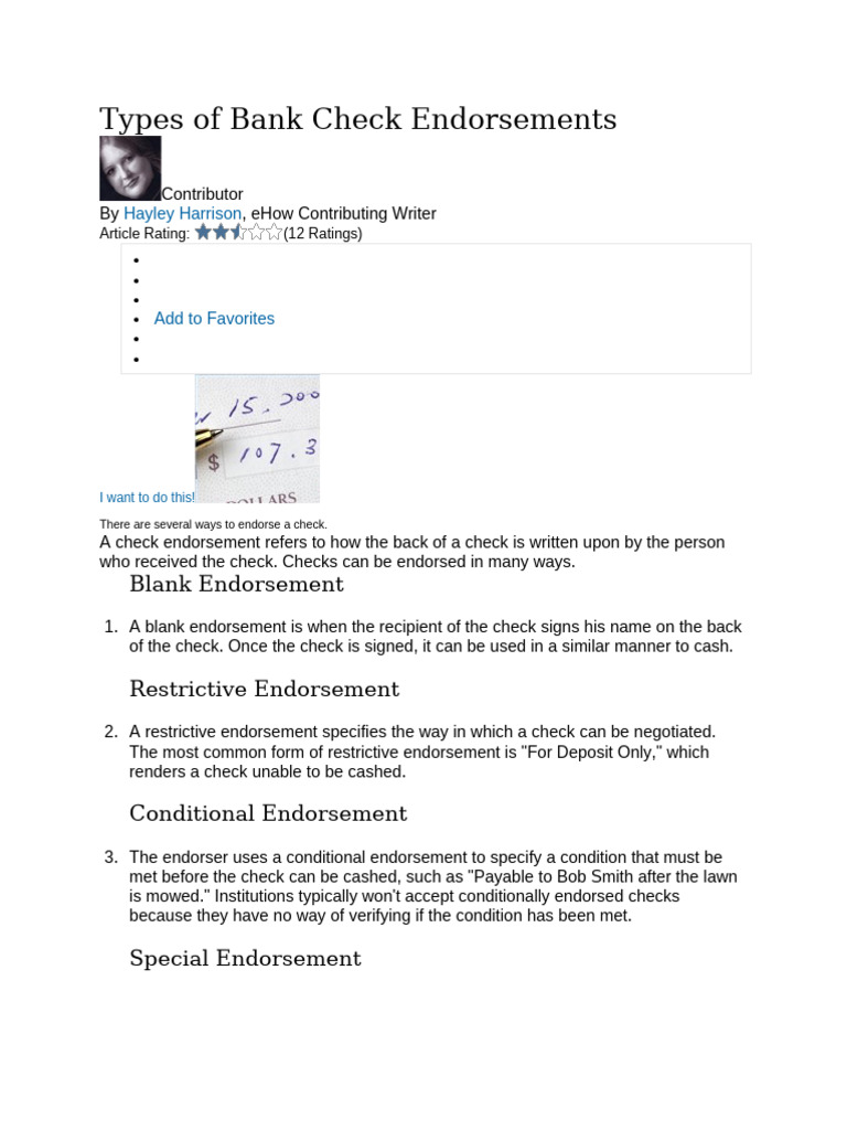Types of Check Endorsements Explained | PDF