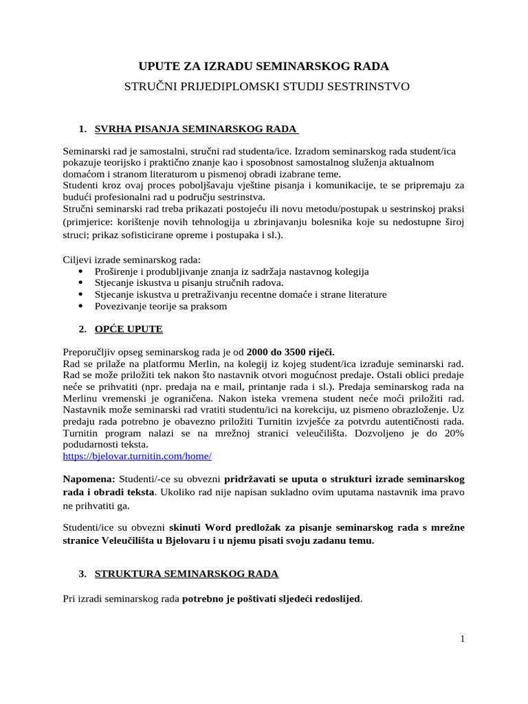 Upute-za-pisanje-seminarskog-rada | PDF