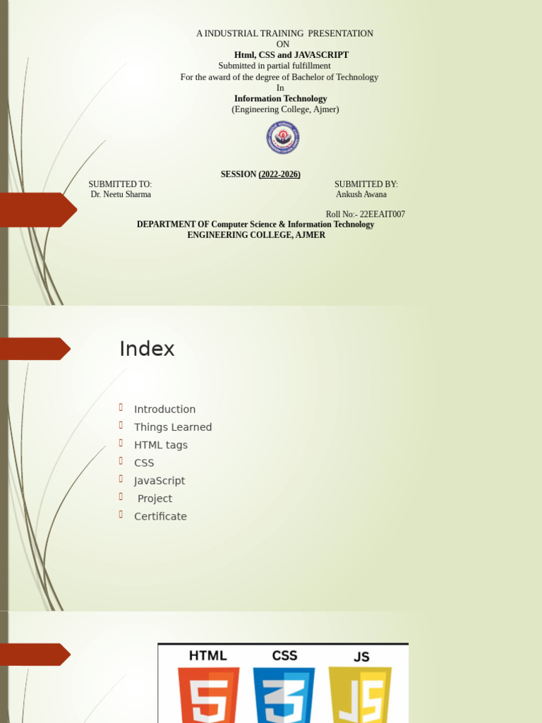 Industrial Training Final | PDF | Html Element | Html