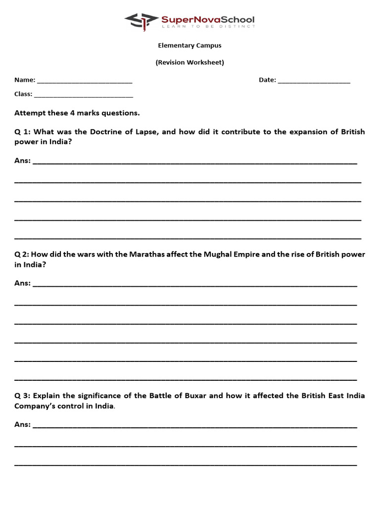 British Expansion in India Worksheet | PDF | British Colonisation Of ...