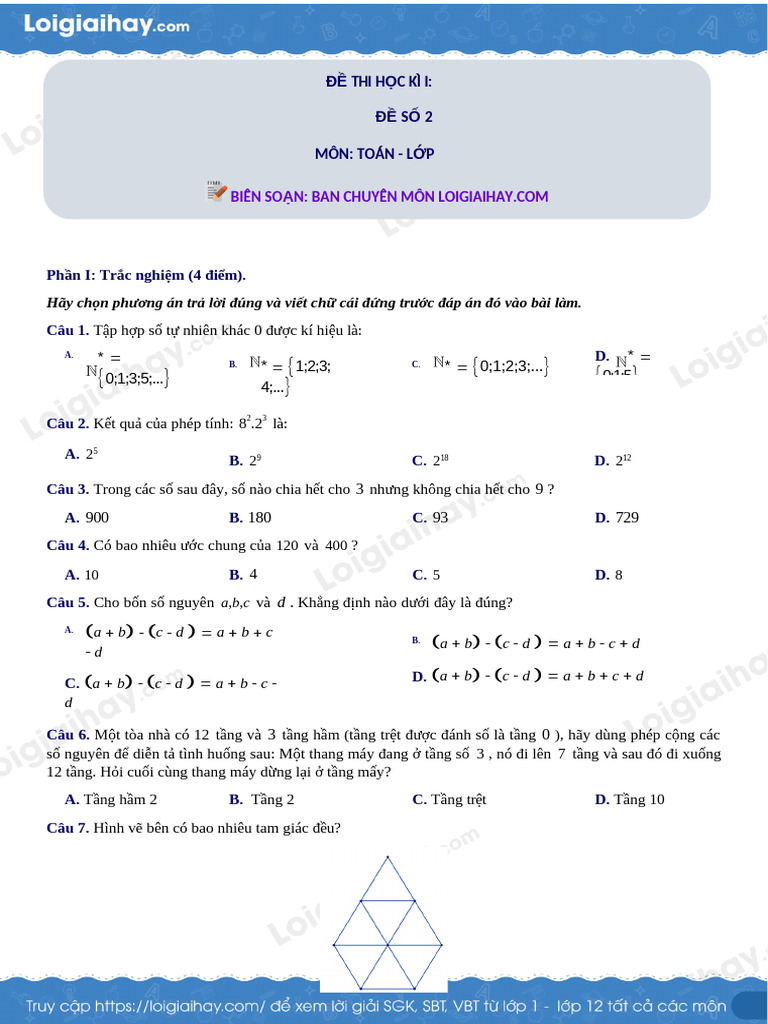 De Kiem Tra Hoc Ki 1 Toan 6 de So 2 Ket Noi Tri Thuc 1669107873 | PDF