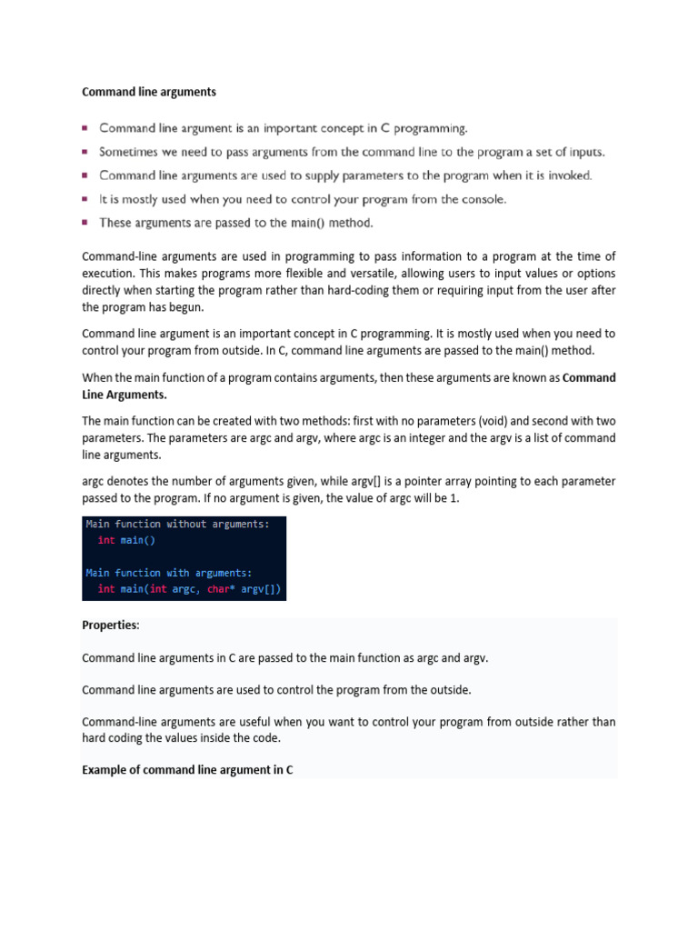 Command Line Arguments | PDF