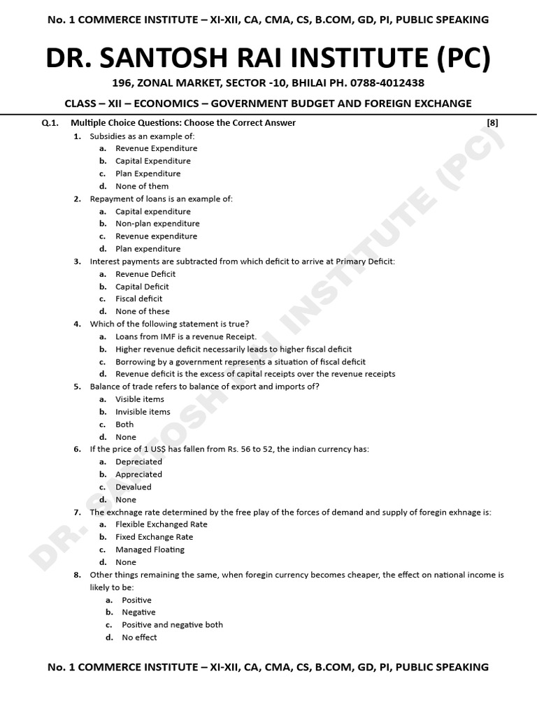 ECO TEST - Government Budget and The Economy | PDF | Government Budget ...