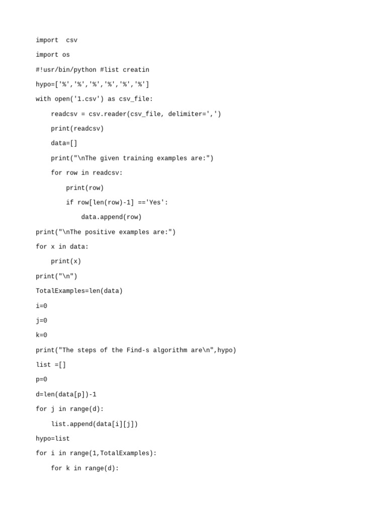 S-Algorithim Machine Learning | PDF