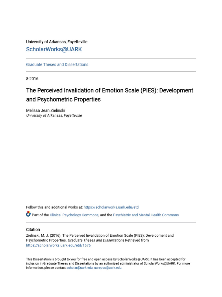 The Perceived Invalidation of Emotion Scale (PIES)_ Development a | PDF ...