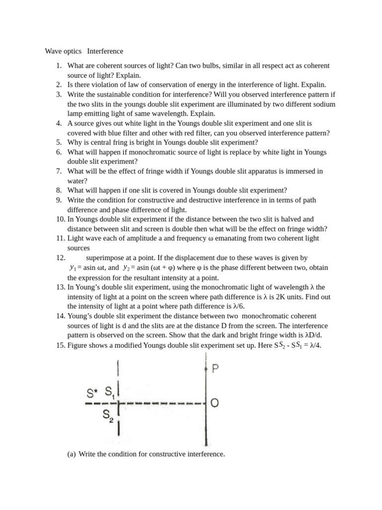 Wave Optics Interference 1 | PDF | Diffraction | Wavelength