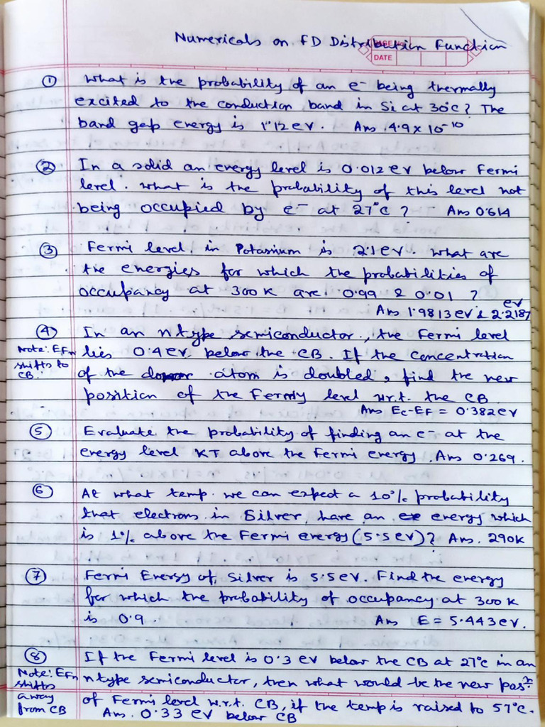 Numericals On FD Distribution Function | PDF