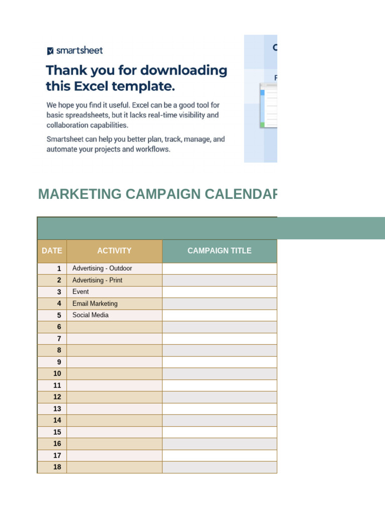Marketing Campaign Calendar-V1 | PDF | Business Process | Human ...