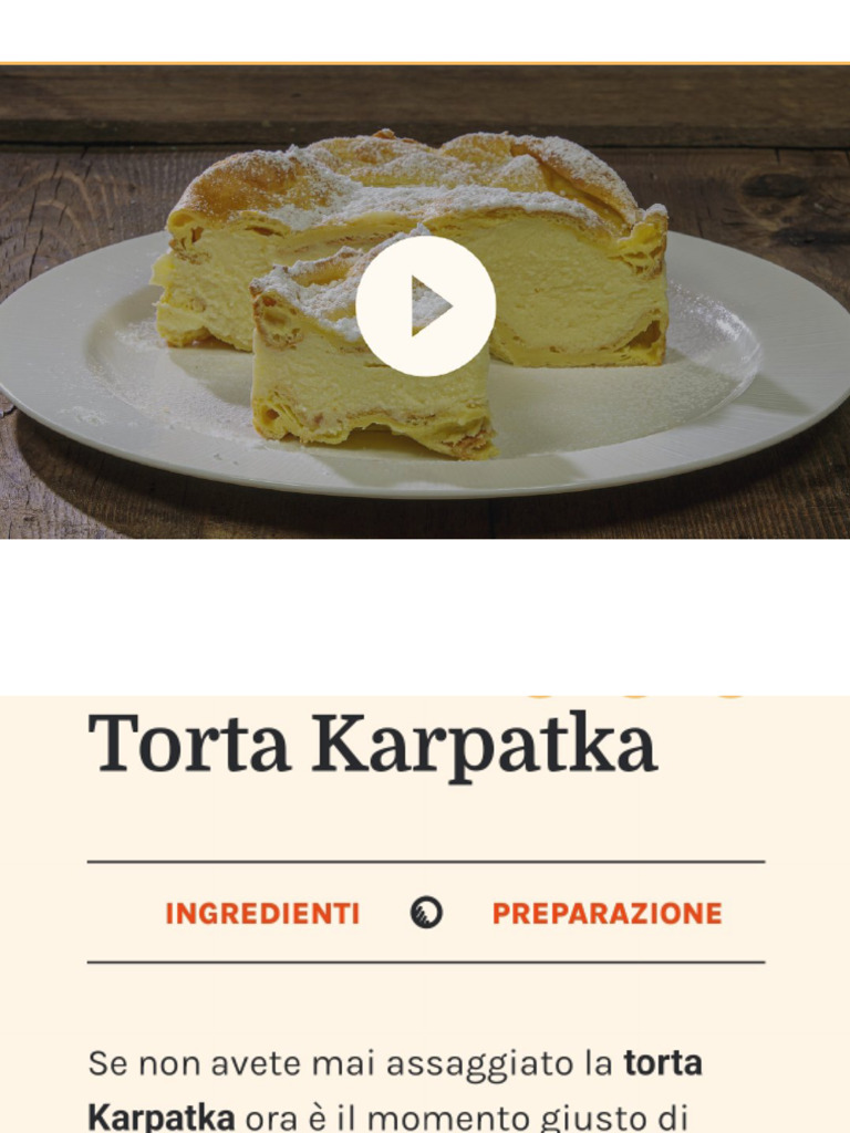 Ricetta Torta Karpatka Dolce Polacco | PDF