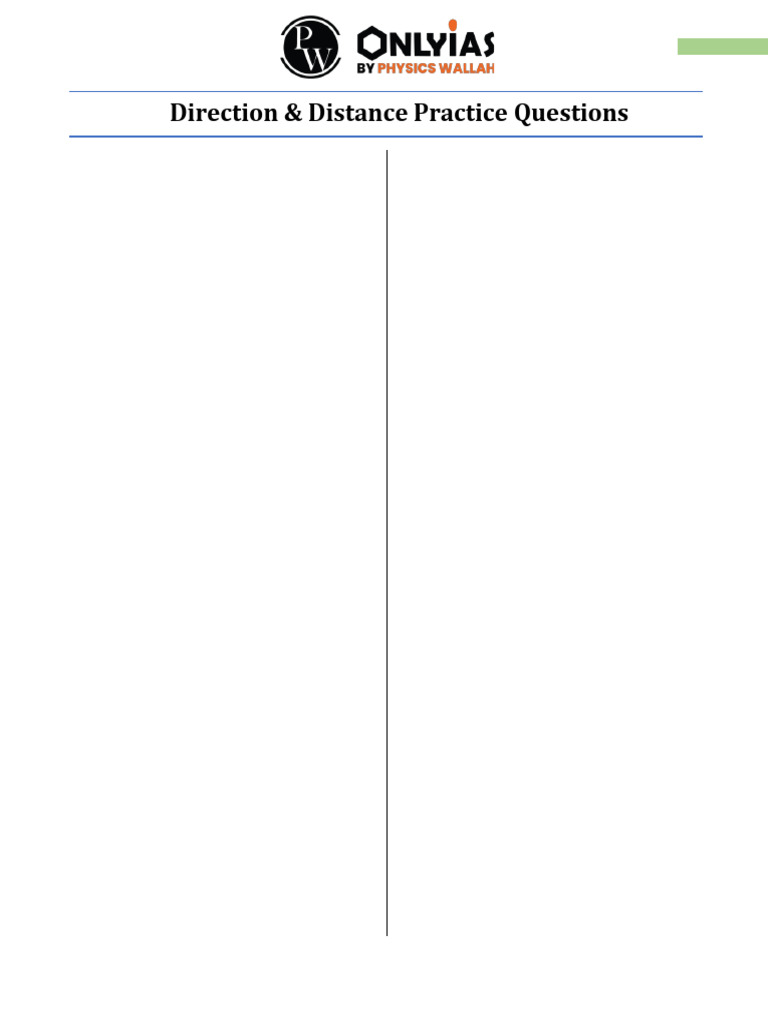Direction & Distance Practice Questions | PDF | Euclidean Geometry ...