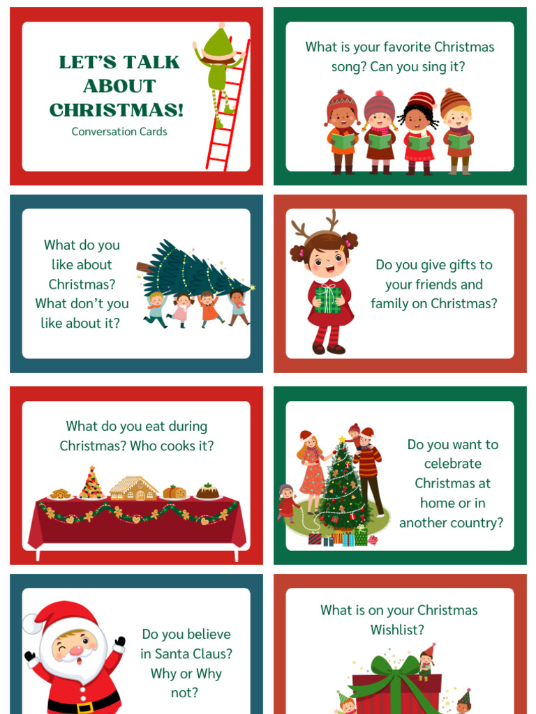 Christmas Conversation Questions Cards Klyukva | PDF