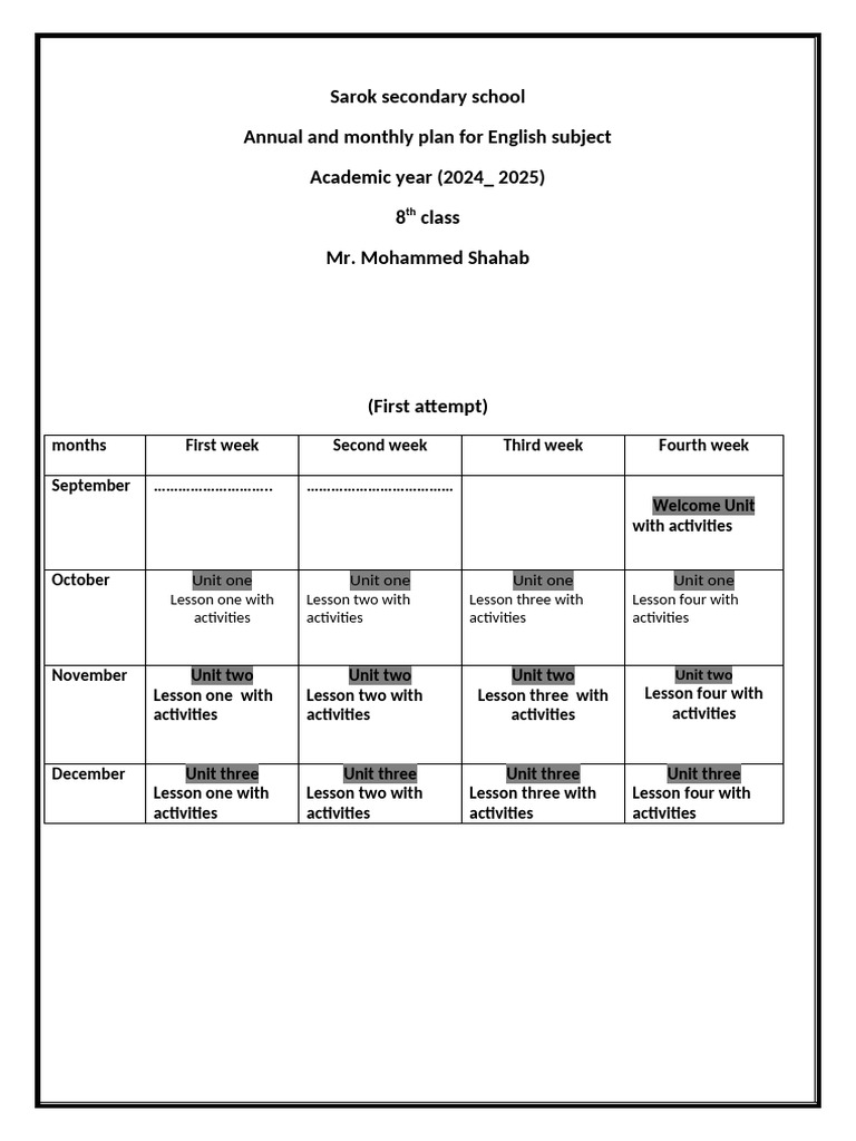 8th Grade English Curriculum Plan 2024-2025 | PDF