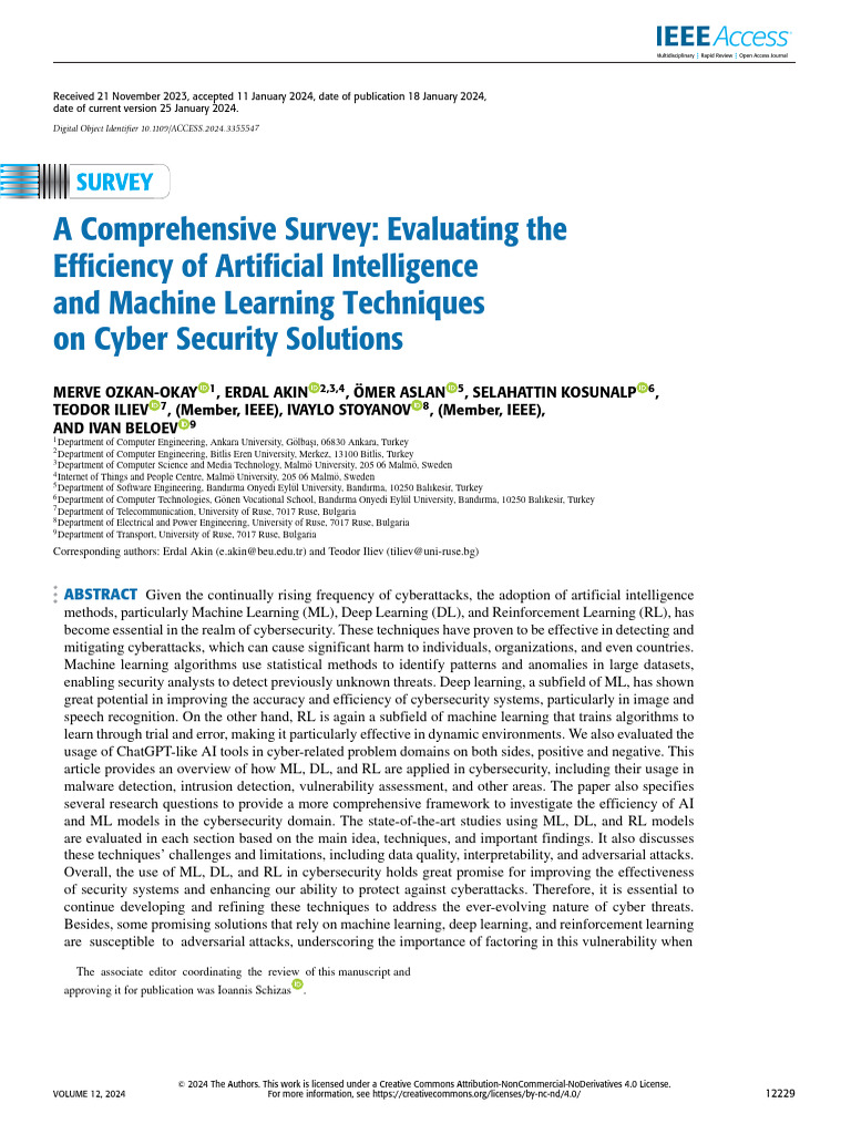 A Comprehensive Survey Evaluating The Efficiency of Artificial Intelligence and Machine Learning ...