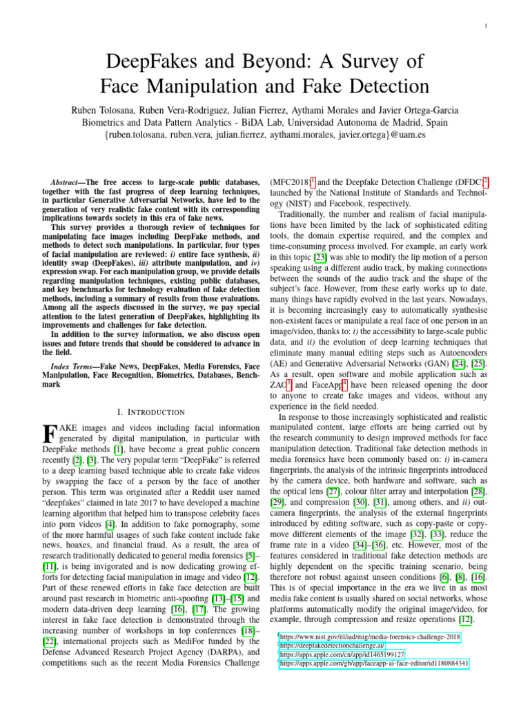 Deepfake and Beyond - A Survey of Face Manipulation and Fake Detection ...