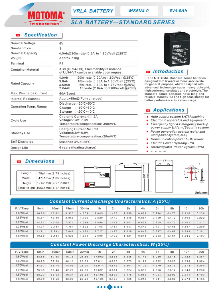 Sla Battery-Standard Series | PDF | Electric Power | Electrical Engineering