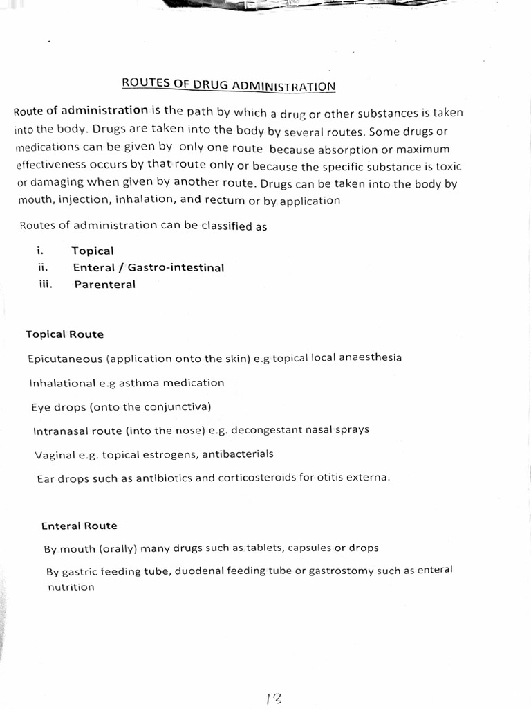 Drug Administration Methods | PDF