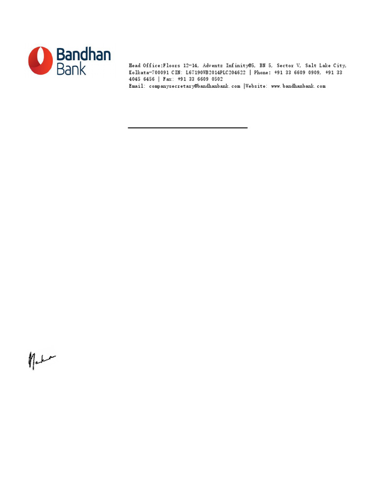 Bandhan Bank Limitedghjkl | PDF
